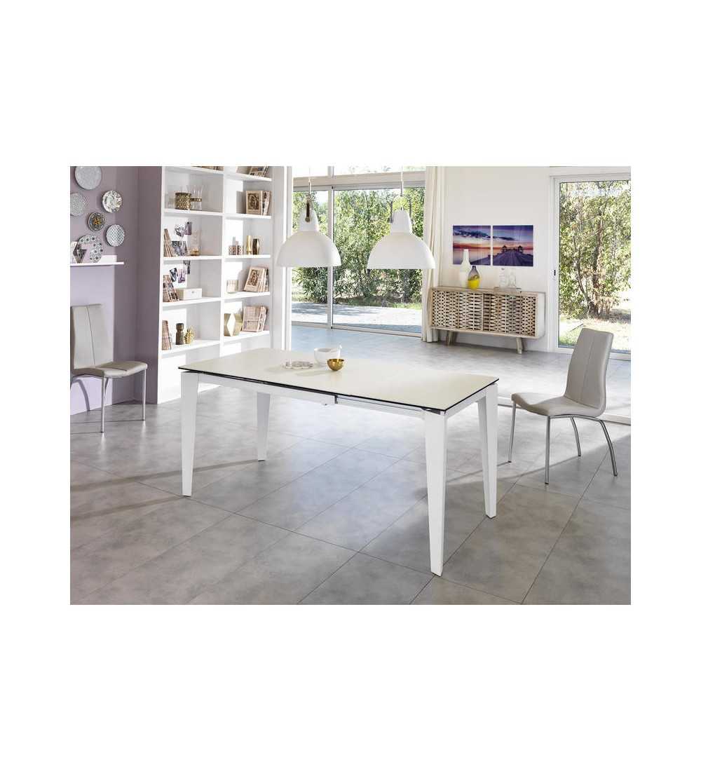 Table extensible Ceramica2 plateau céramique pied métal marque Stones