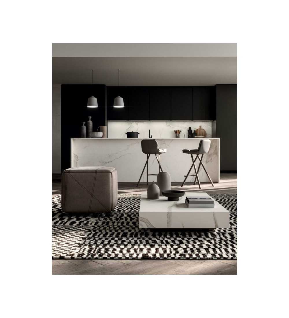 Table relevable Box - Ozzio design - céramique marbre blanc