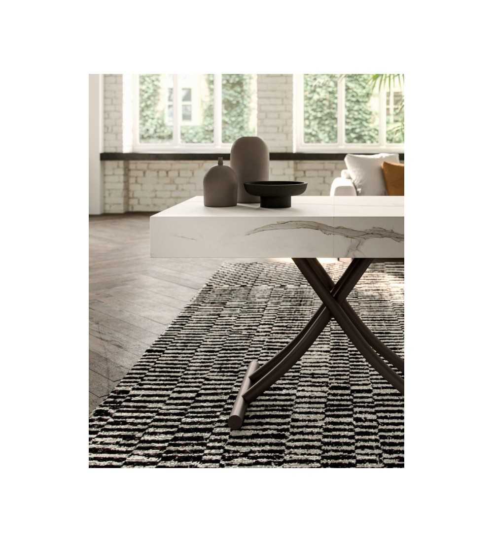 Table relevable Box - Ozzio design - céramique marbre blanc